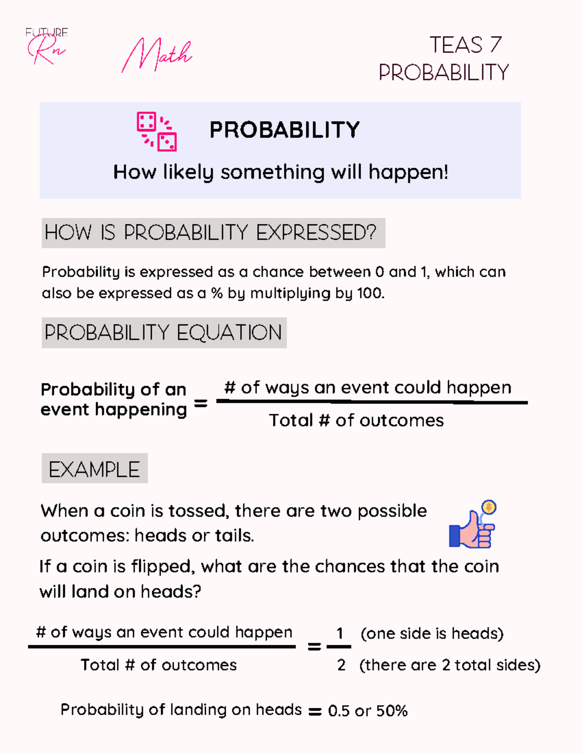 Future RN TEAS 7 Probability - # of ways an event could happen ...