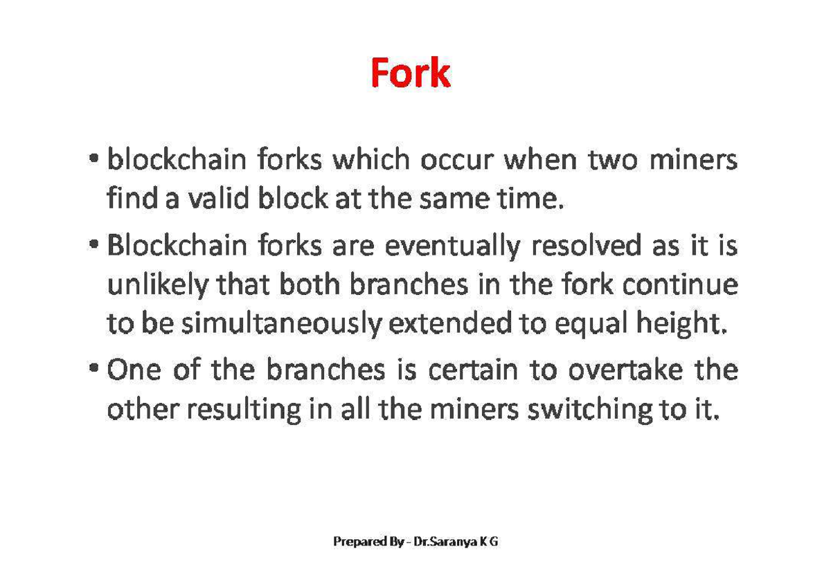 Fork - Blockchain Technology - Studocu