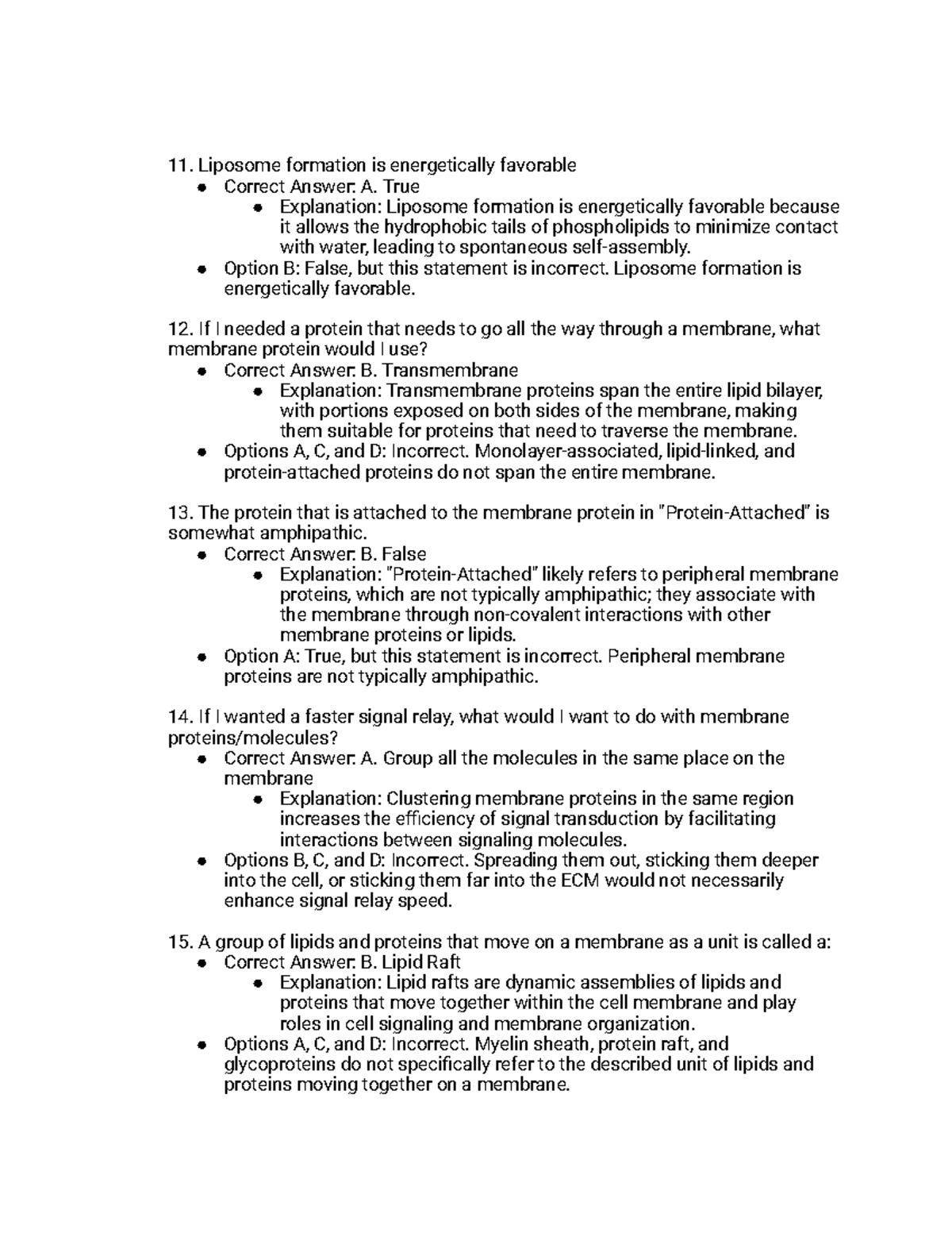 11 - notes - Liposome formation is energetically favorable Correct ...