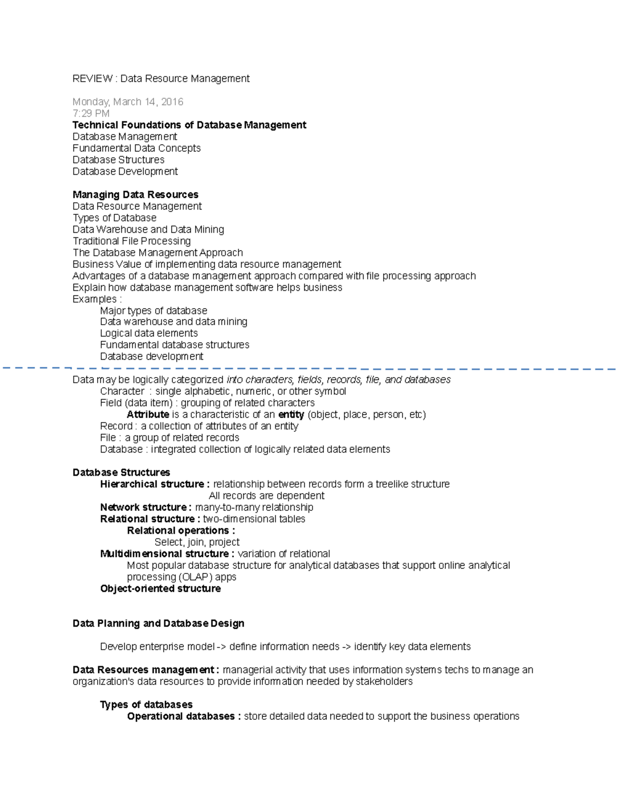 Chapter 5 Data Resource Management - REVIEW : Data Resource Management ...