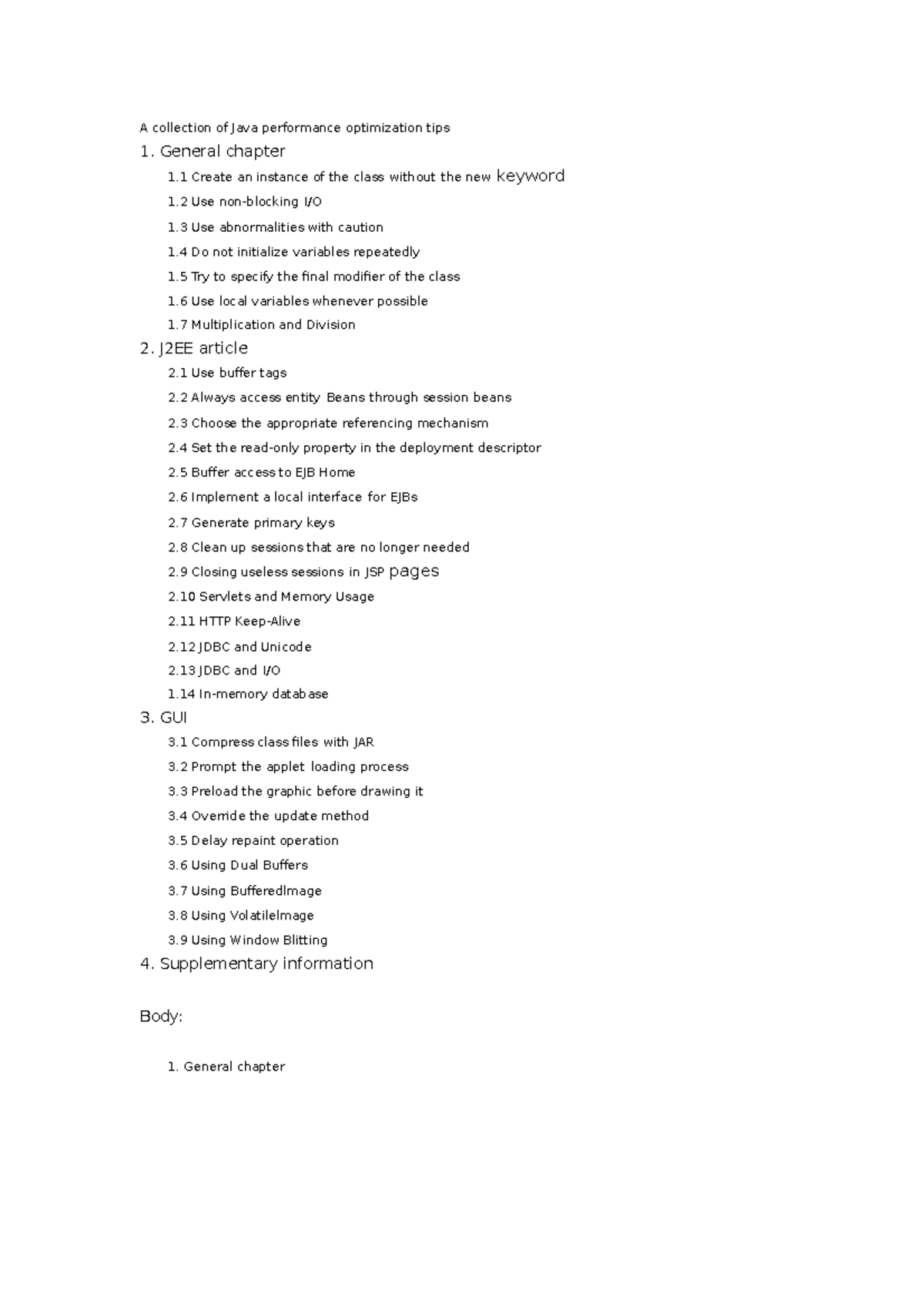 A collection of Java performance optimization tips - General chapter 1 Create an instance of the ...