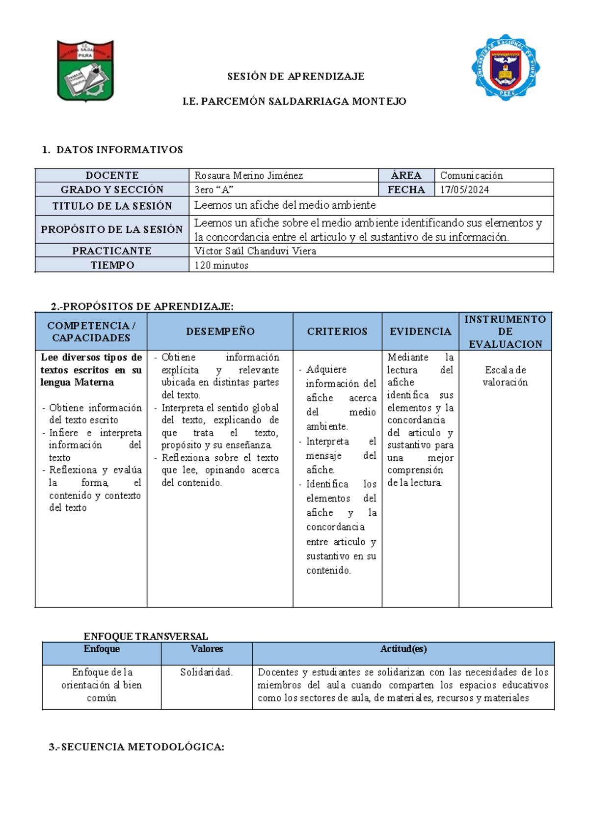 Leemos un afiche - SESIÓN DE APRENDIZAJE I. PARCEMÓN SALDARRIAGA ...