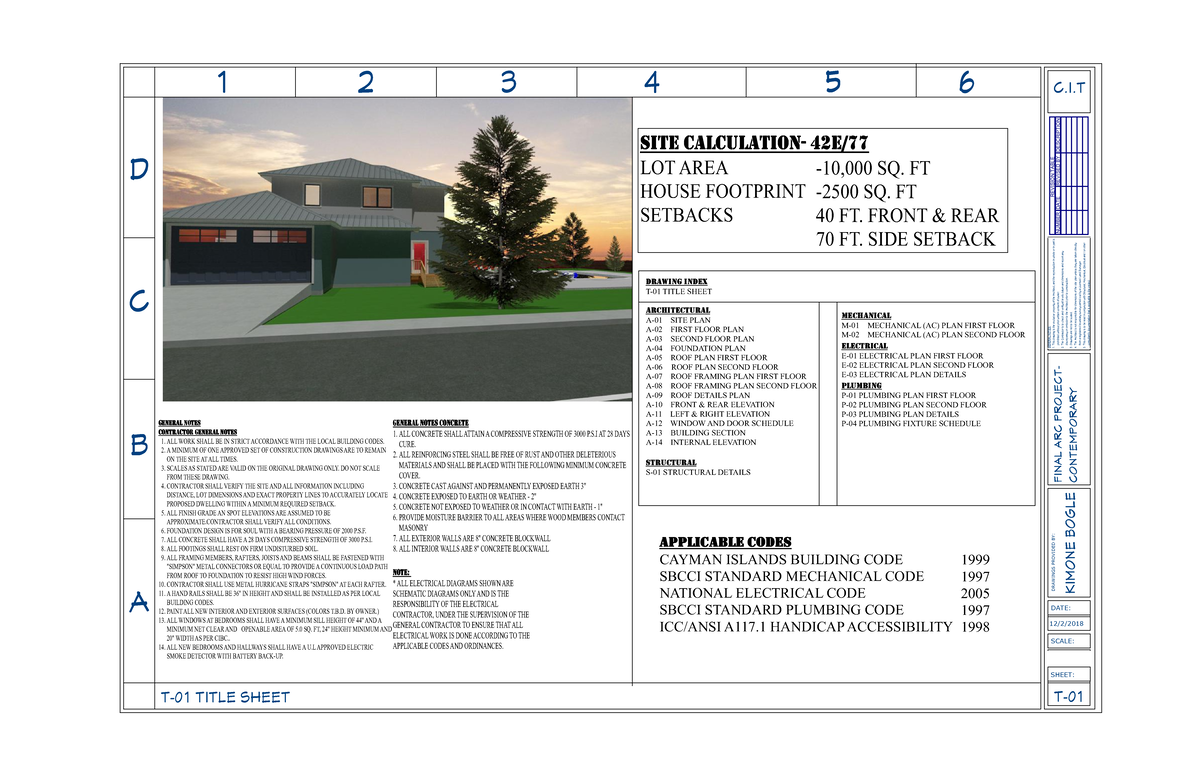 T-01 Title Sheet - Architecture - GENERAL NOTESGENERAL NOTES CONTRACTOR ...