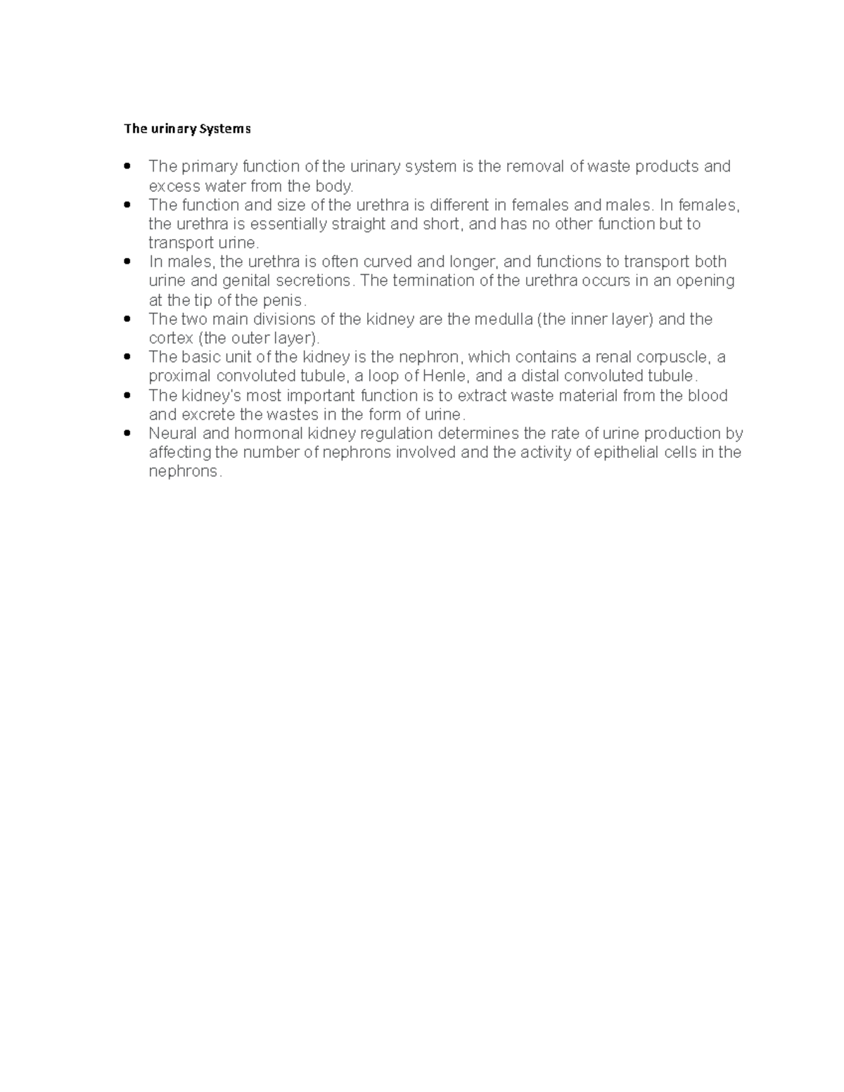 The urinary Systems - Animal anatomy and physology - The urinary ...