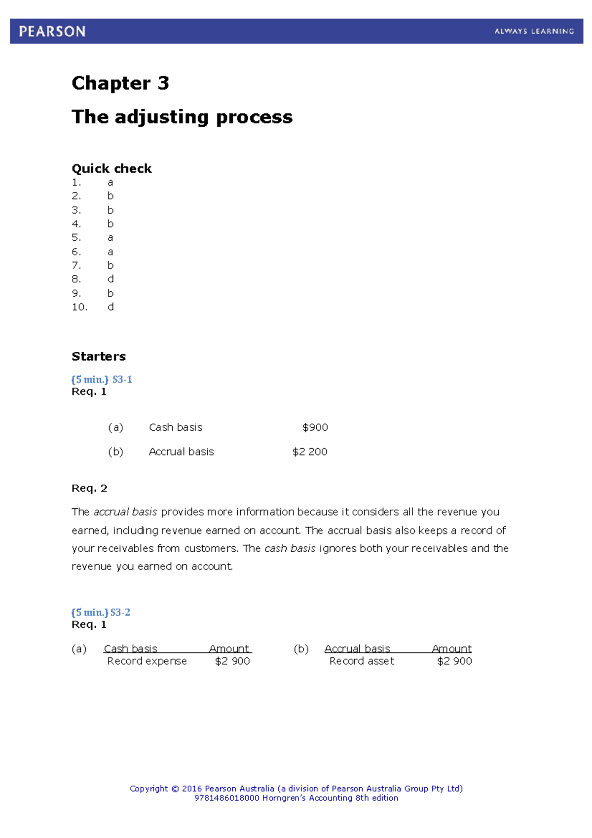 Topic 3 solution Self Study - Chapter 3 The adjusting process Quick ...