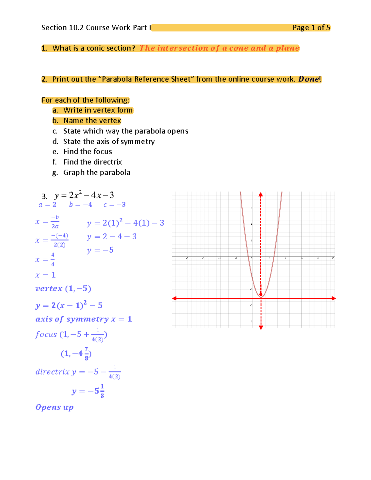10.2 Course Work Part I Alg II TB Solutions DW gg copy - 1. What is a ...