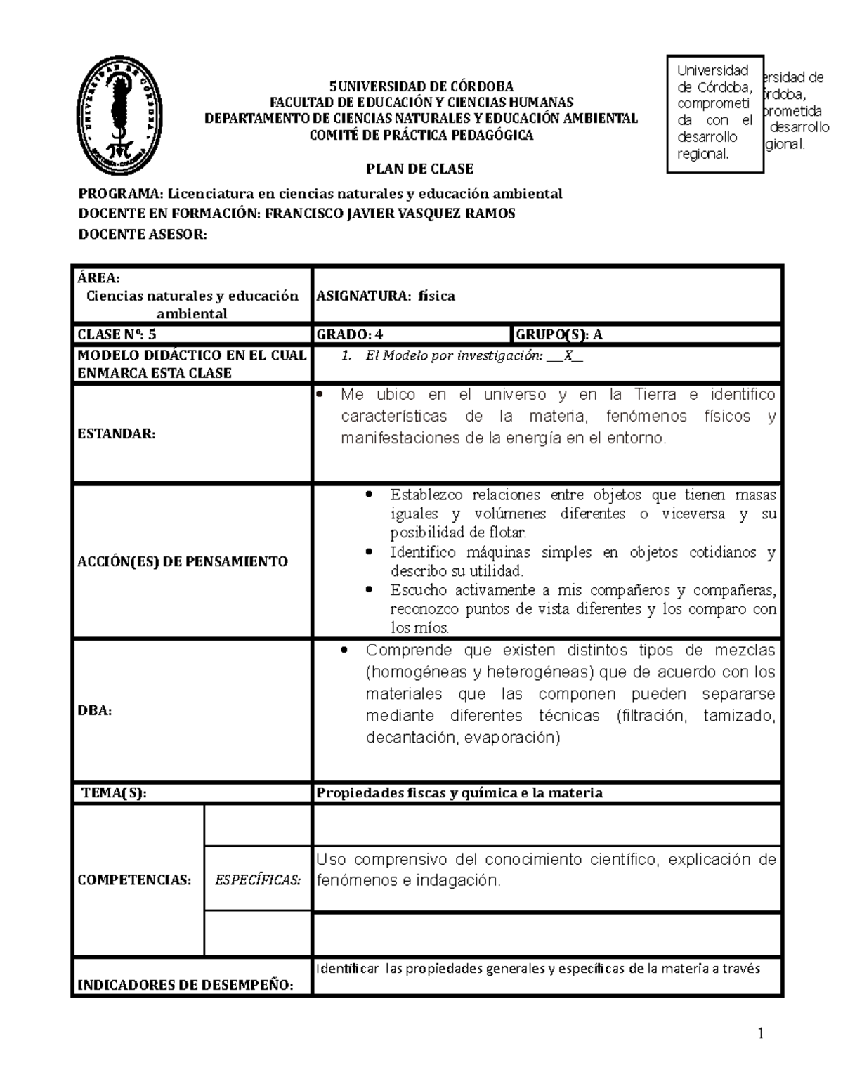 PLAN DE Clases 2 - Lecture notes 2 - 5UNIVERSIDAD DE CÓRDOBA FACULTAD ...