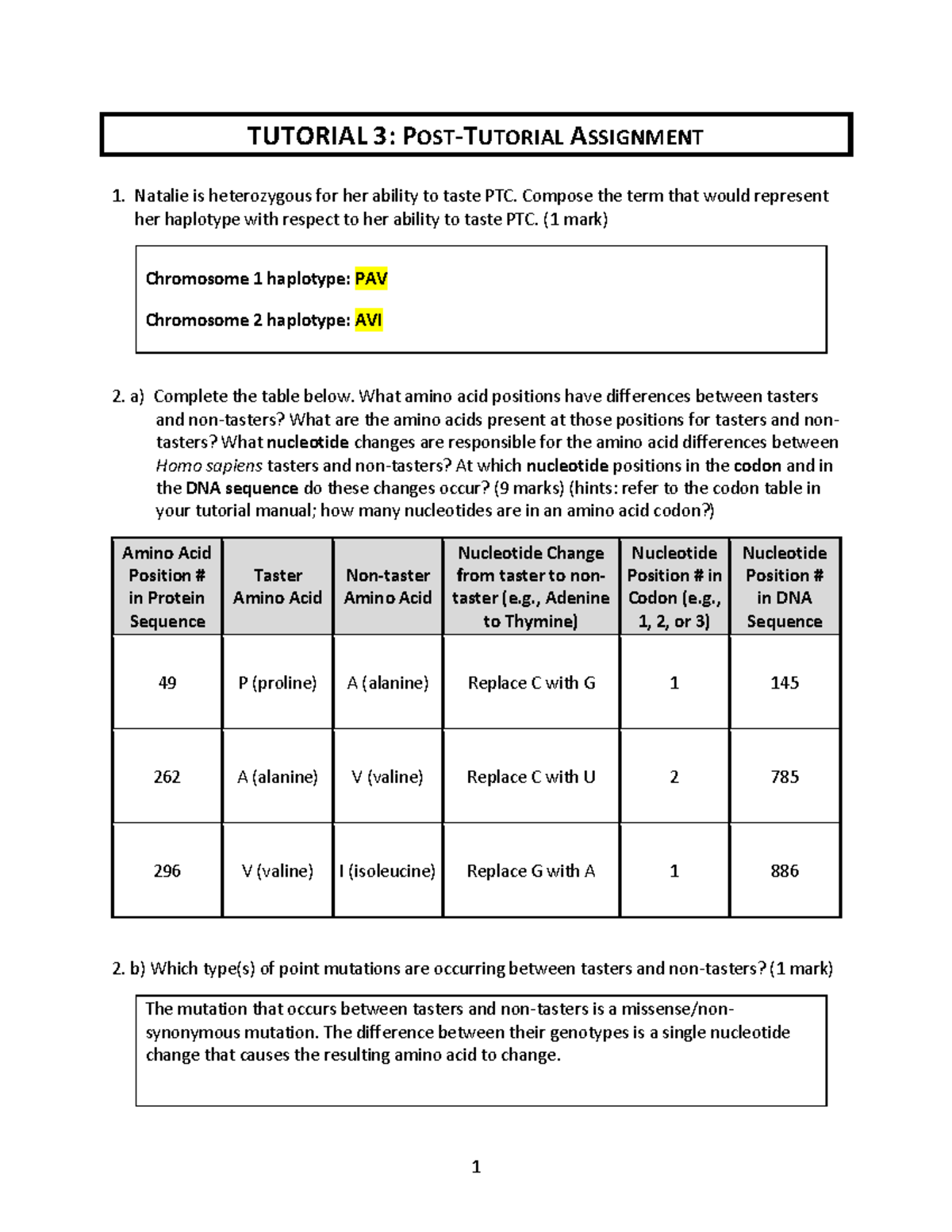Post Tutorial 3 Assignment Tutorial 3 Post Tutorial Assignment 1 Natalie Is Heterozygous For 