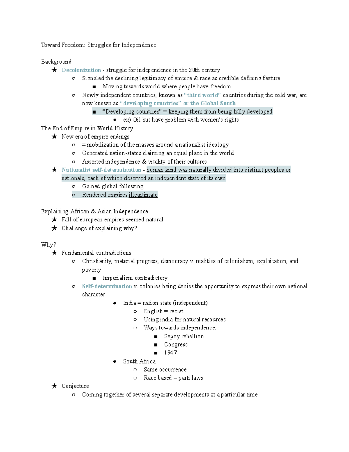Toward Freedom Struggles for Independence - Toward Freedom: Struggles ...