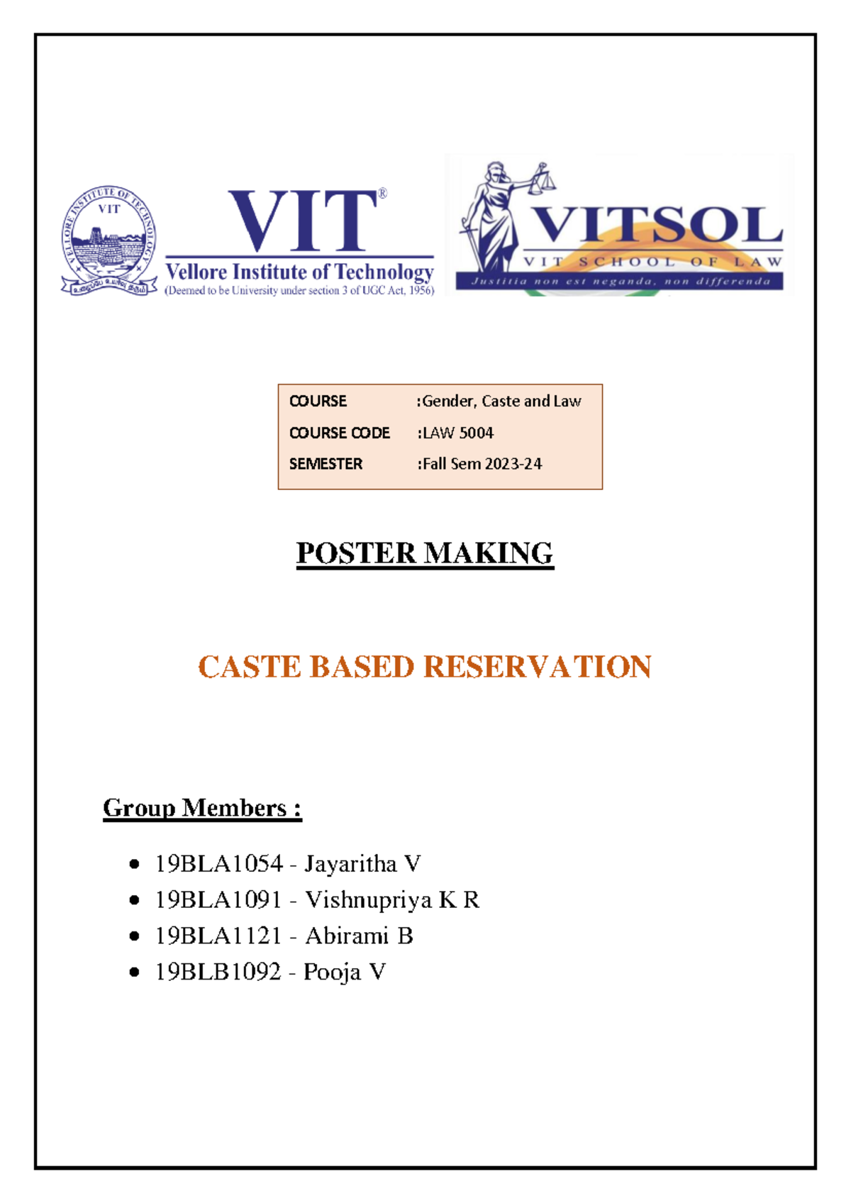 GCL poster - Gender, Caste and Law postee - constitutional law - POSTER ...