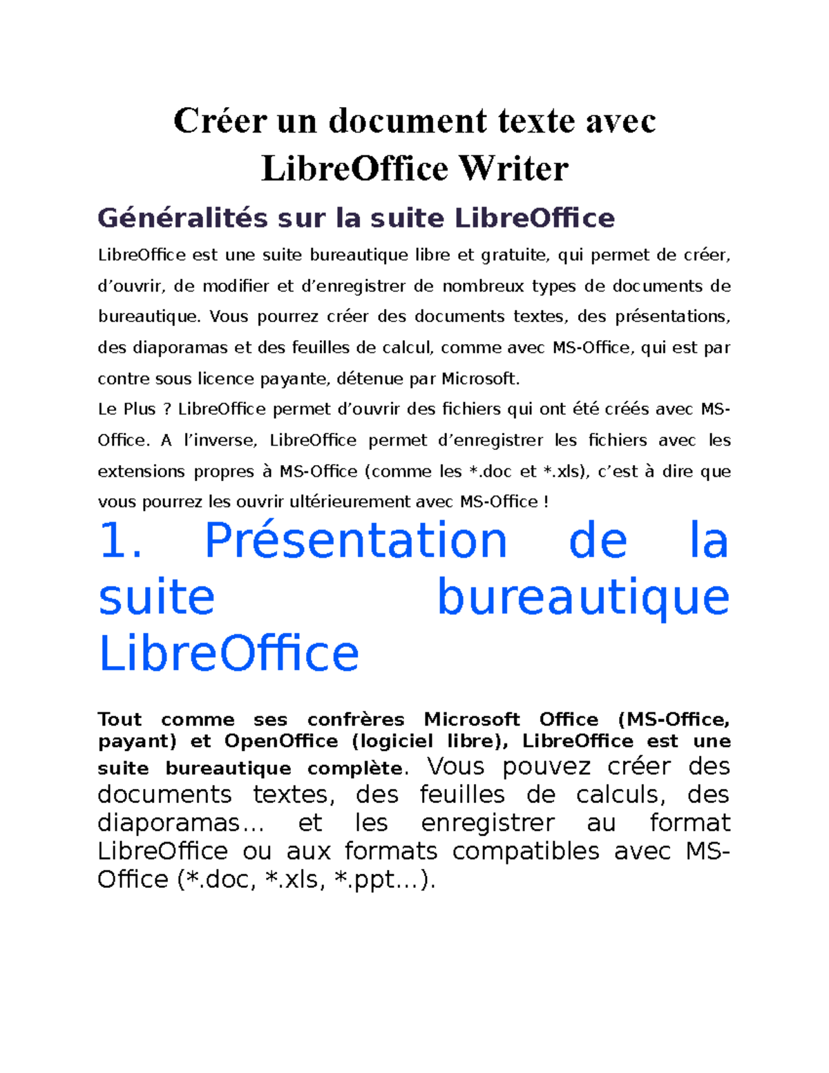 Créer un document texte avec Libre Office Writer - Créer un document ...
