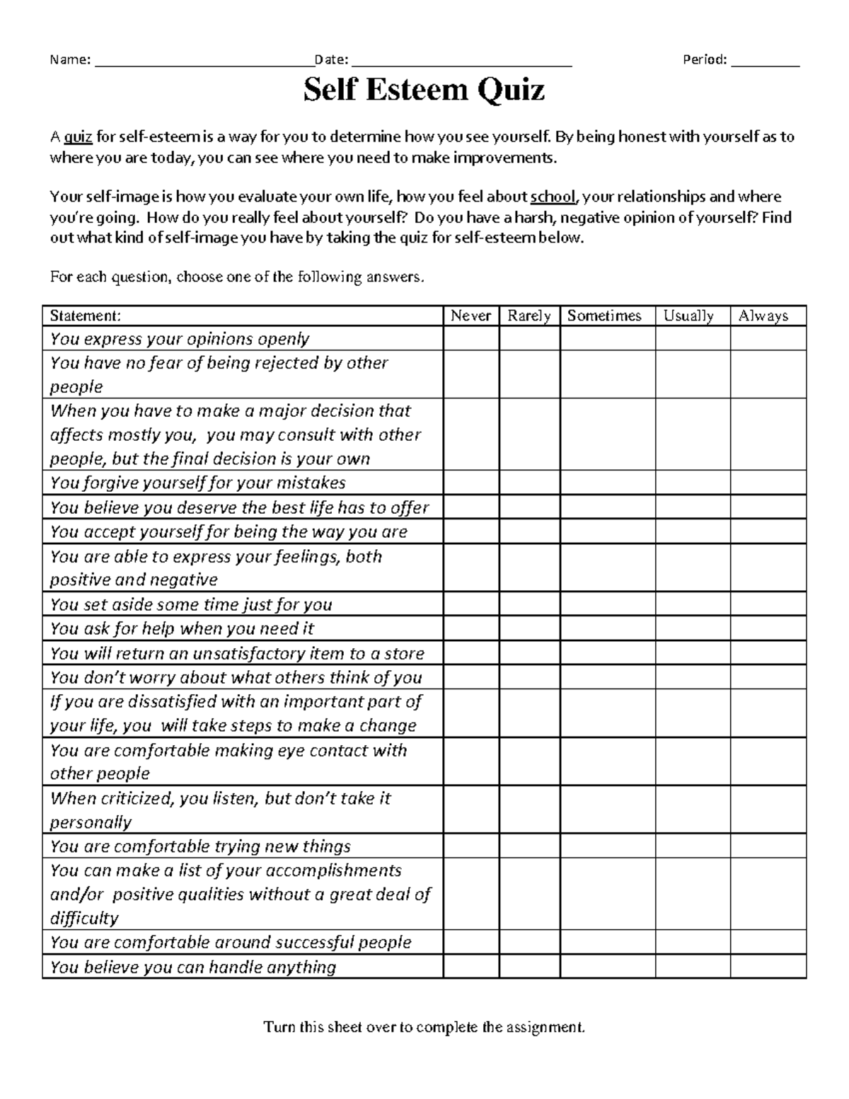 Main self-esteem-assessment-worksheet - Name ...