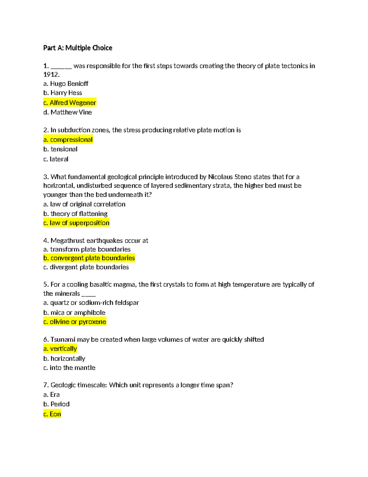 Mockup Midterm answers - Part A: Multiple Choice ______ was responsible ...