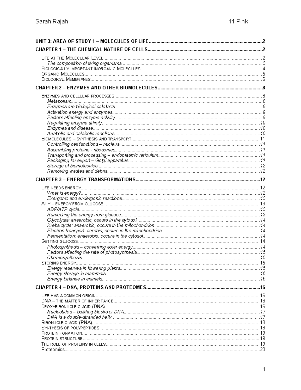 8358Unit 3 - AOS 1 - Summary - UNIT 3: AREA OF STUDY 1 – MOLECULES OF ...