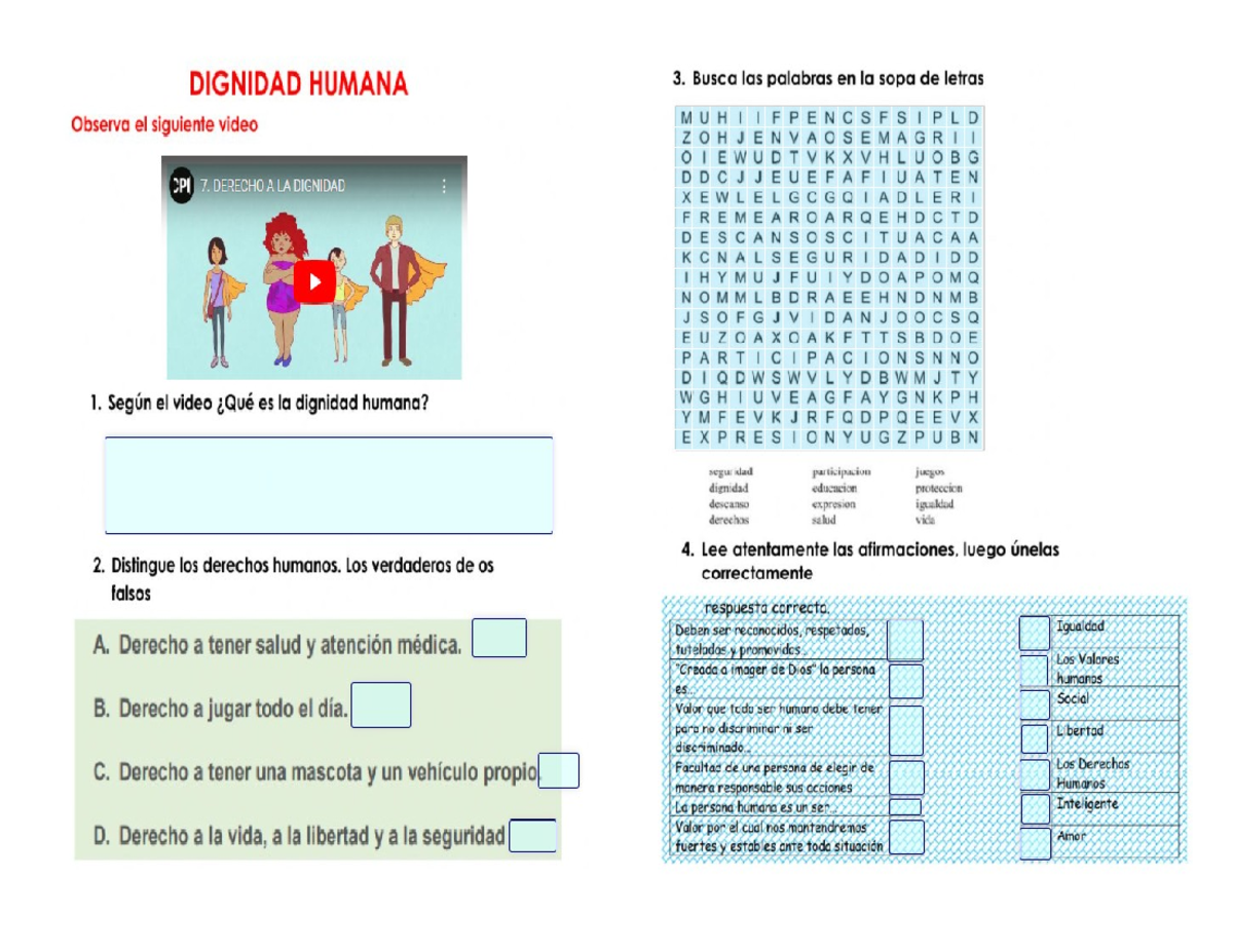 Guia 1 la dignidad humana - Educación Cultural y Artistica - Studocu