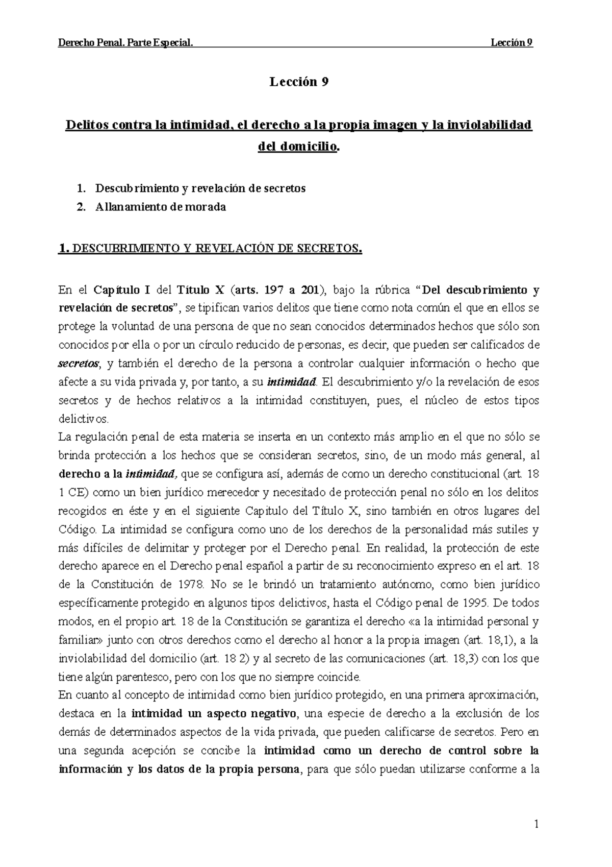 Delitos contra la intimidad, el derecho a la propia imagen y la inviolabilidad del domicilio ...