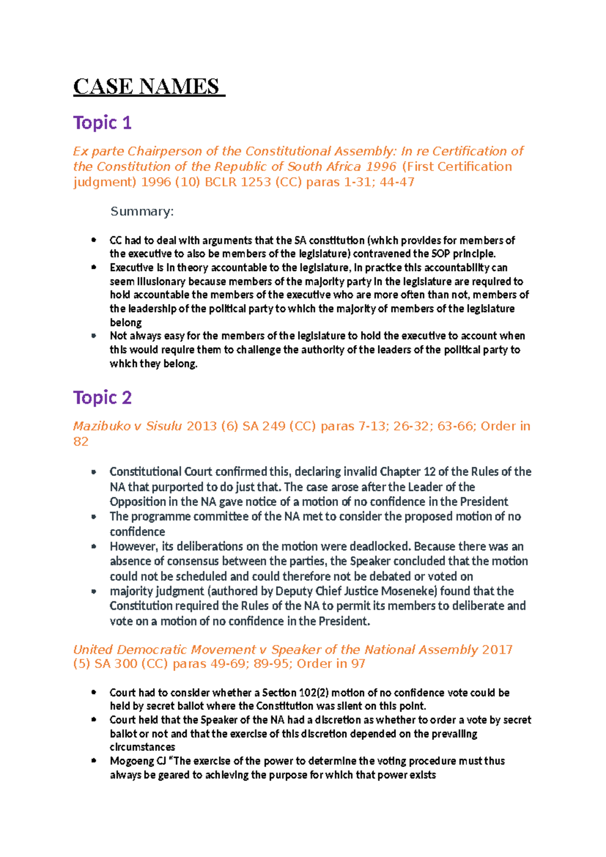 CASE Names con law these are constistutinal law cases for structures ...