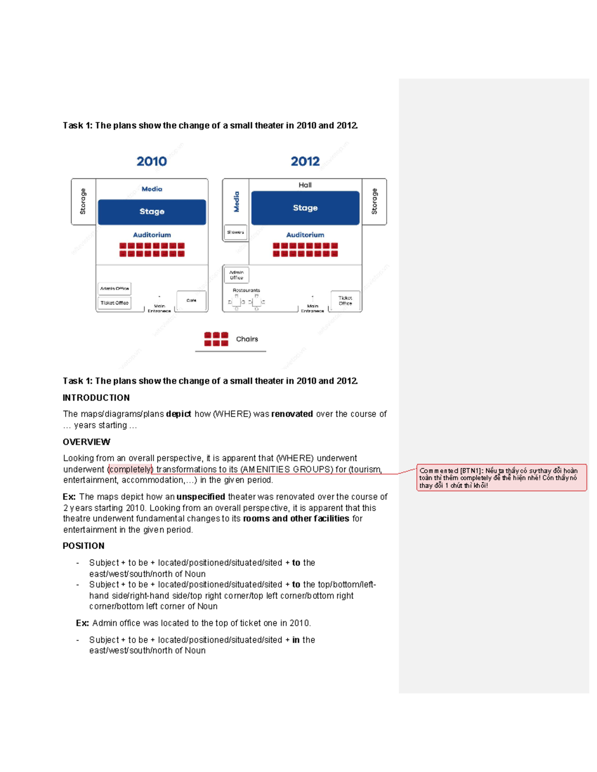 Task 1 map layout of facility - Task 1: The plans show the change of a ...