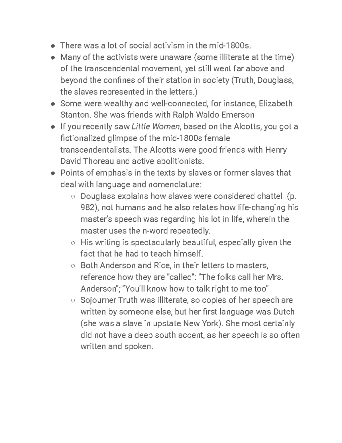 Transcendentalism in Action-The Abolition Movement and Women's Rights ...