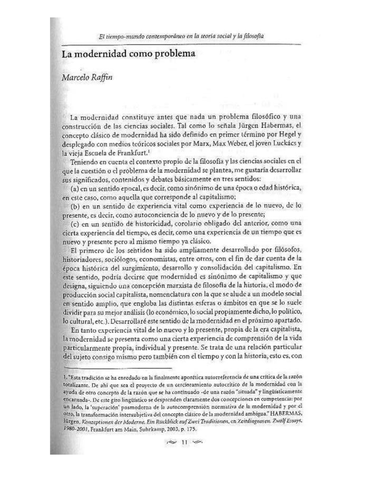 Raffin - LA Modernidad COMO Problema - cbc Icse - Studocu