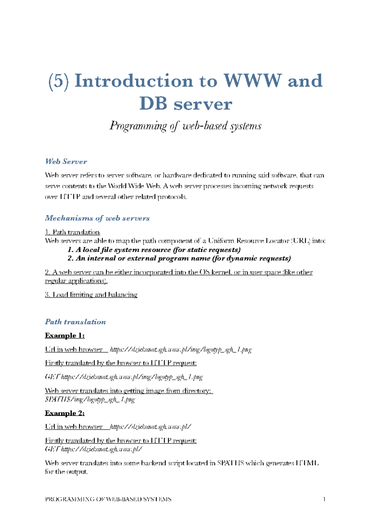 Wb Lecture 5 5 Introduction To And Db Server Programming Of Web Based Systems Web Server 