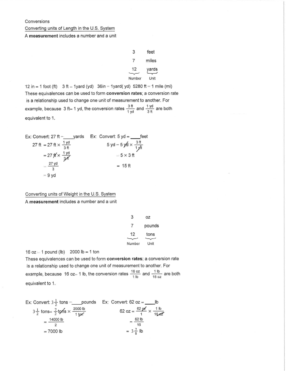 Conversions 2 - Notes - Conversions Converting units of Length in the U ...
