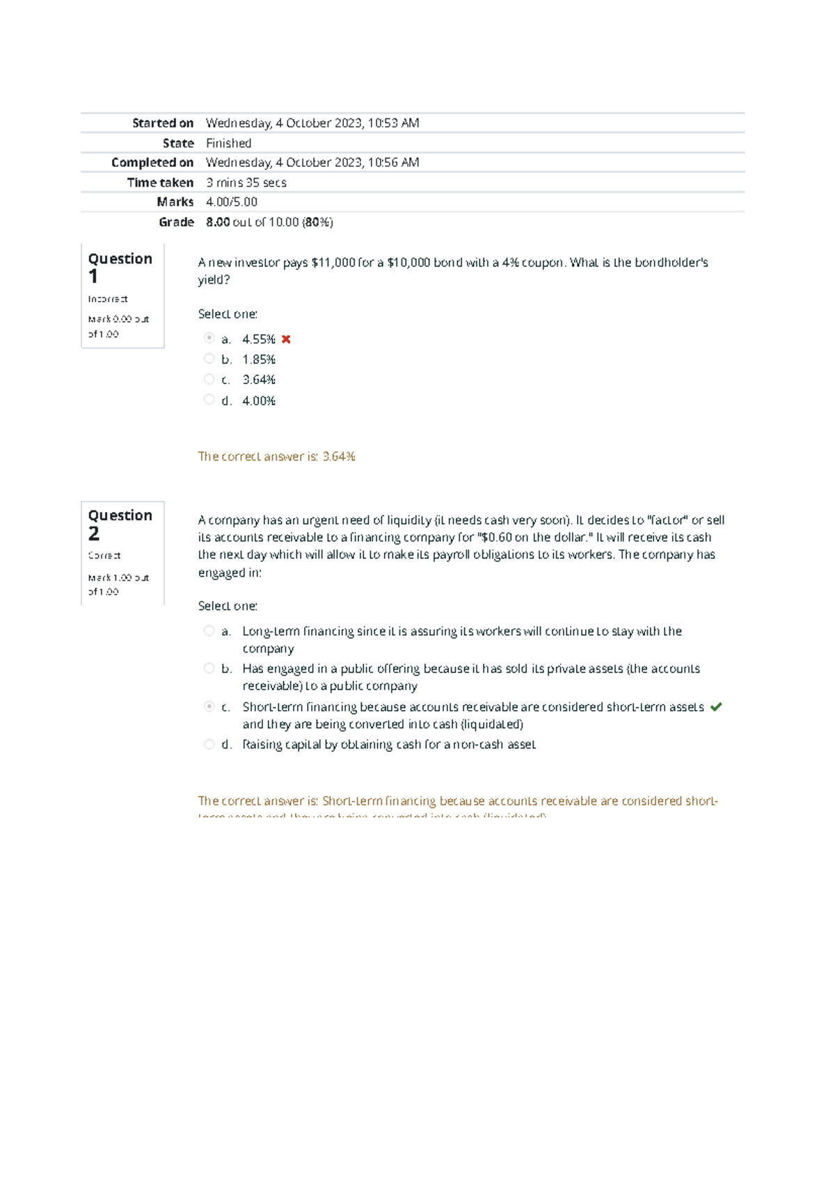 Self Quiz Unit 4 Attempt Reviewb Question 1 Incorrect Mark 0 Out Of 1 Question 2 Correct