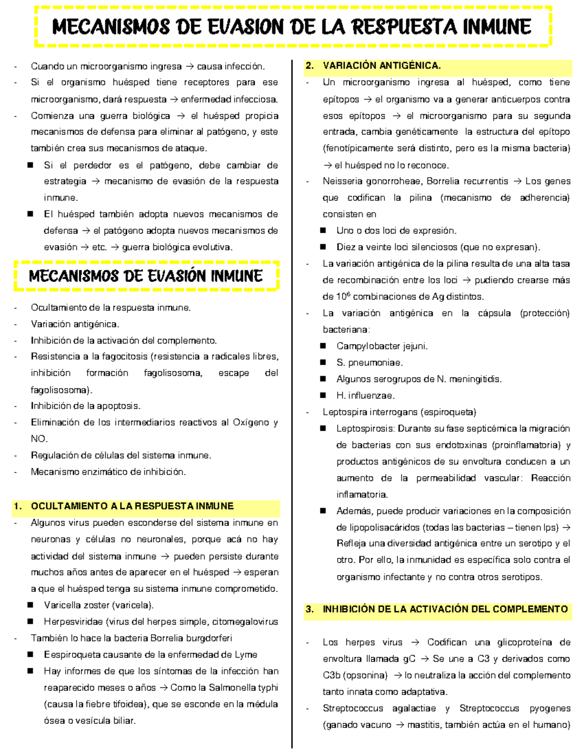 Resumen SEM 10 - Mecanismos DE Evasion DE LA Respuesta Inmune - MECANISMOS DE EVASION DE LA ...