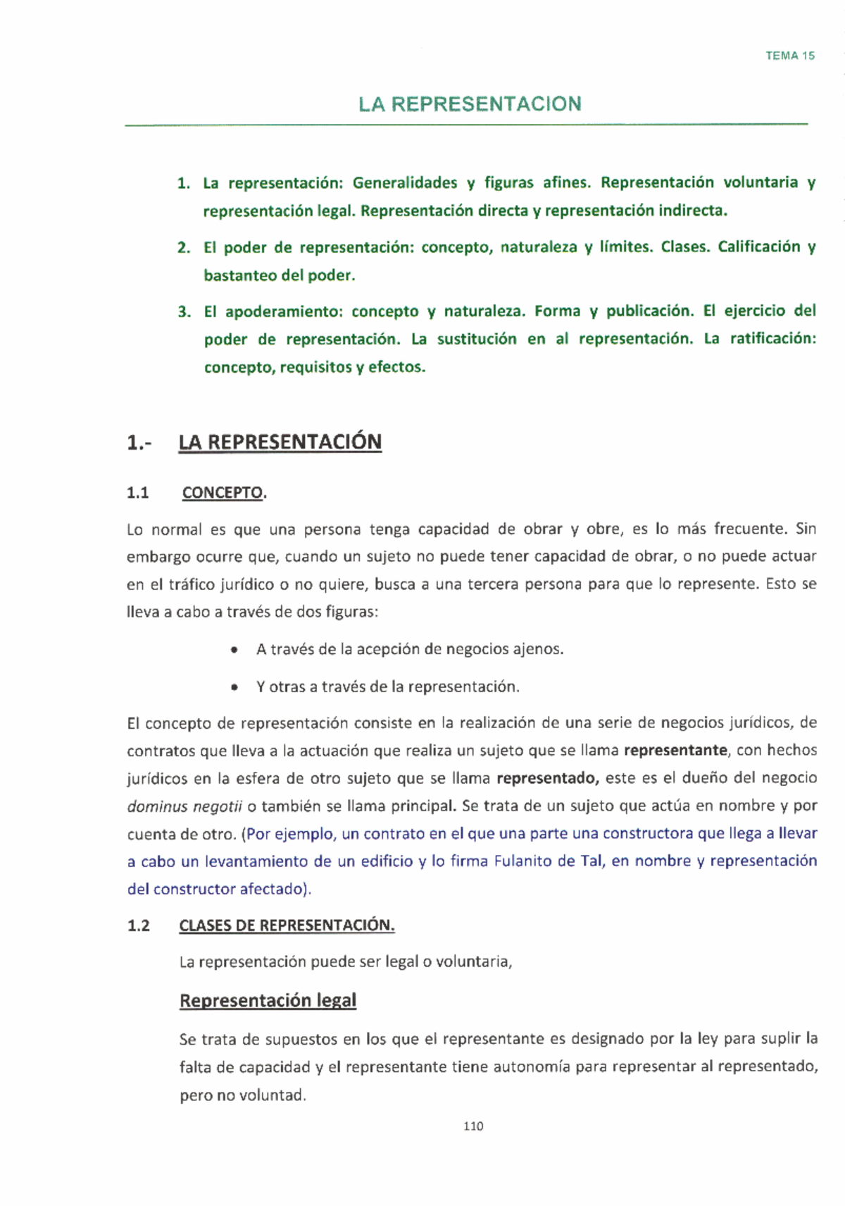 LA REPRESENTACIÓN - TEMA 15 LA REPRESENTACION 1. La Generalidades y ...