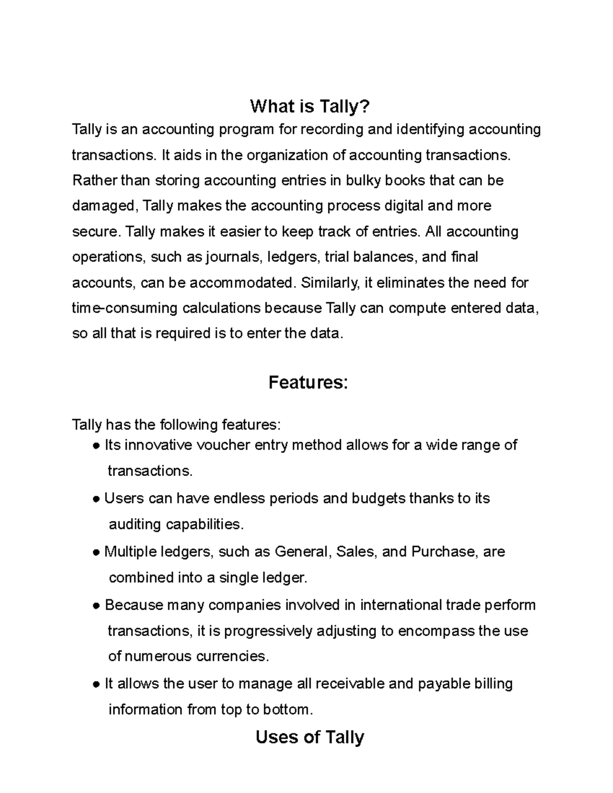 Finance-Lab-Report - Lab report - What is Tally? Tally is an accounting ...
