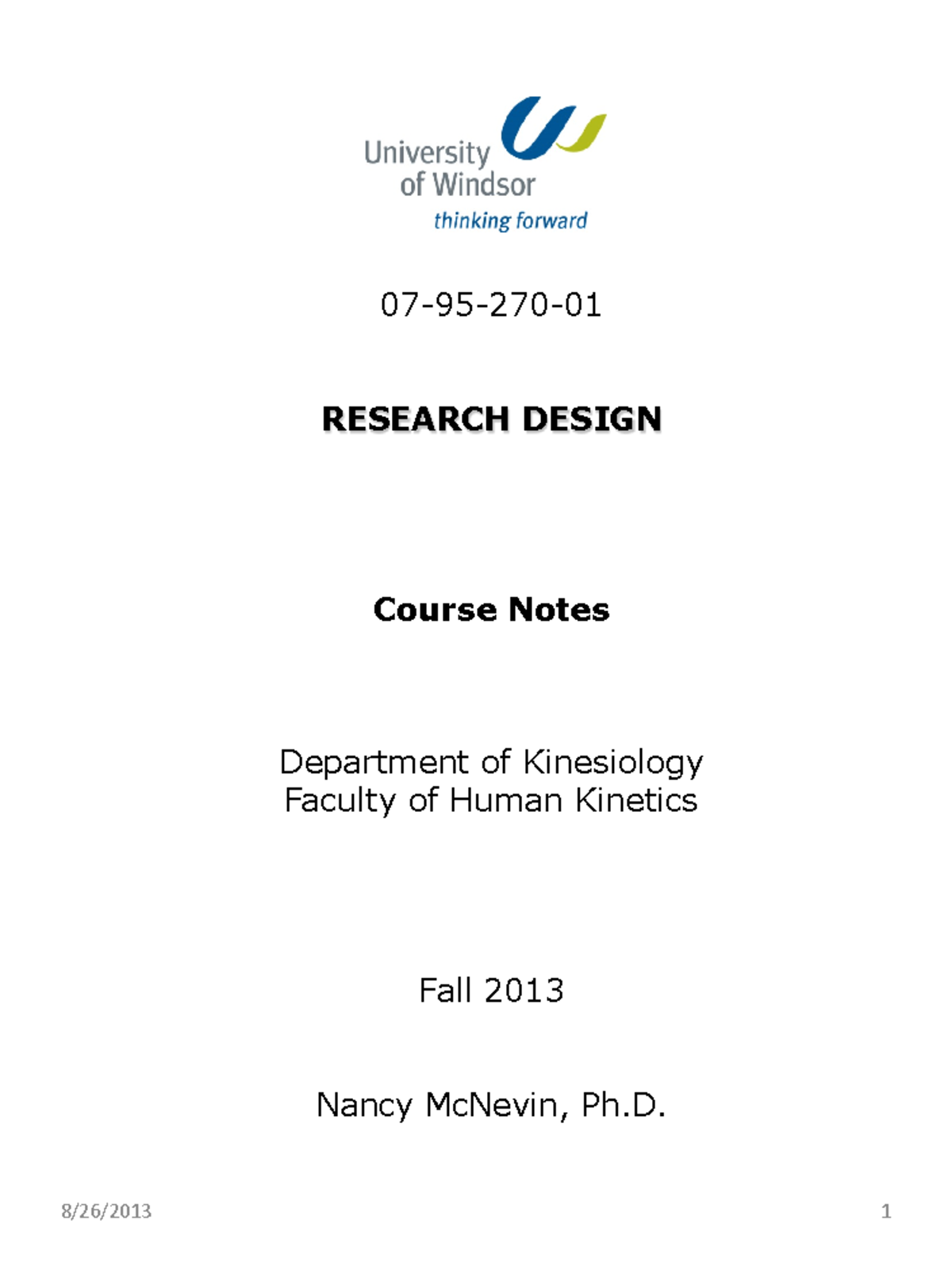 Lecture notes, all lectures - RESEARCH DESIGN Course Notes Department ...
