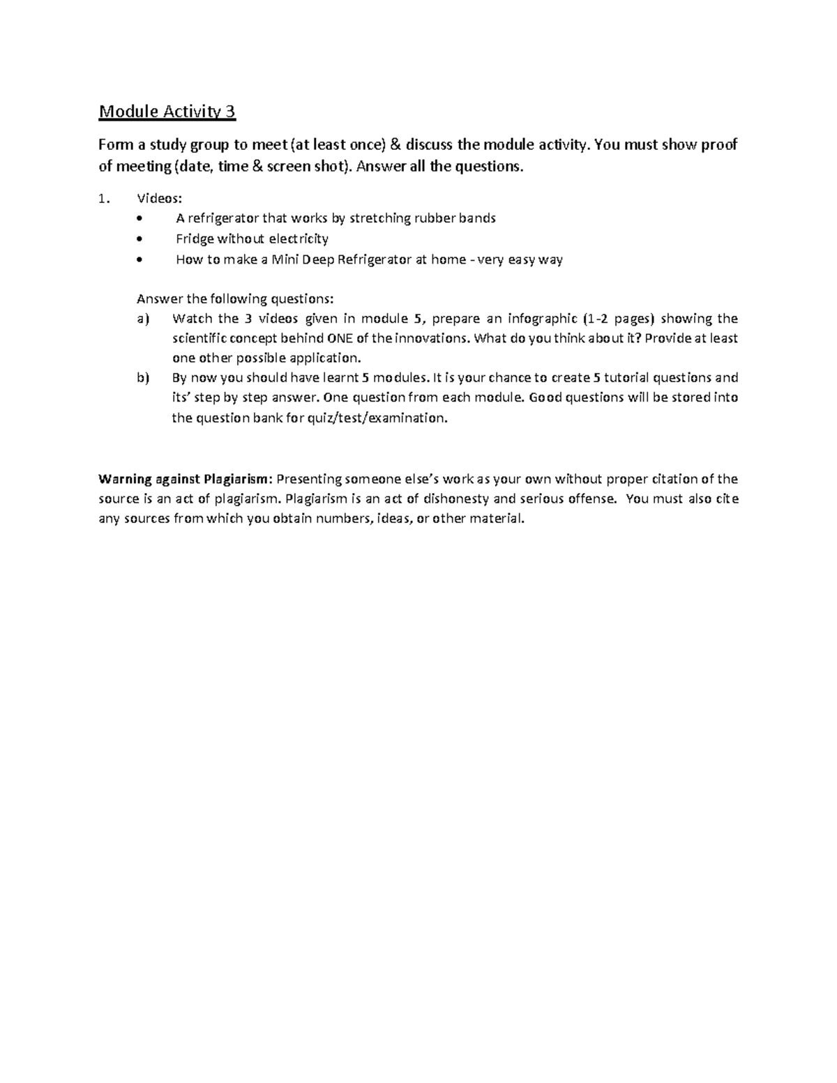 Module activity 3 (thermal activity semester 2) - Module Activity 3 ...