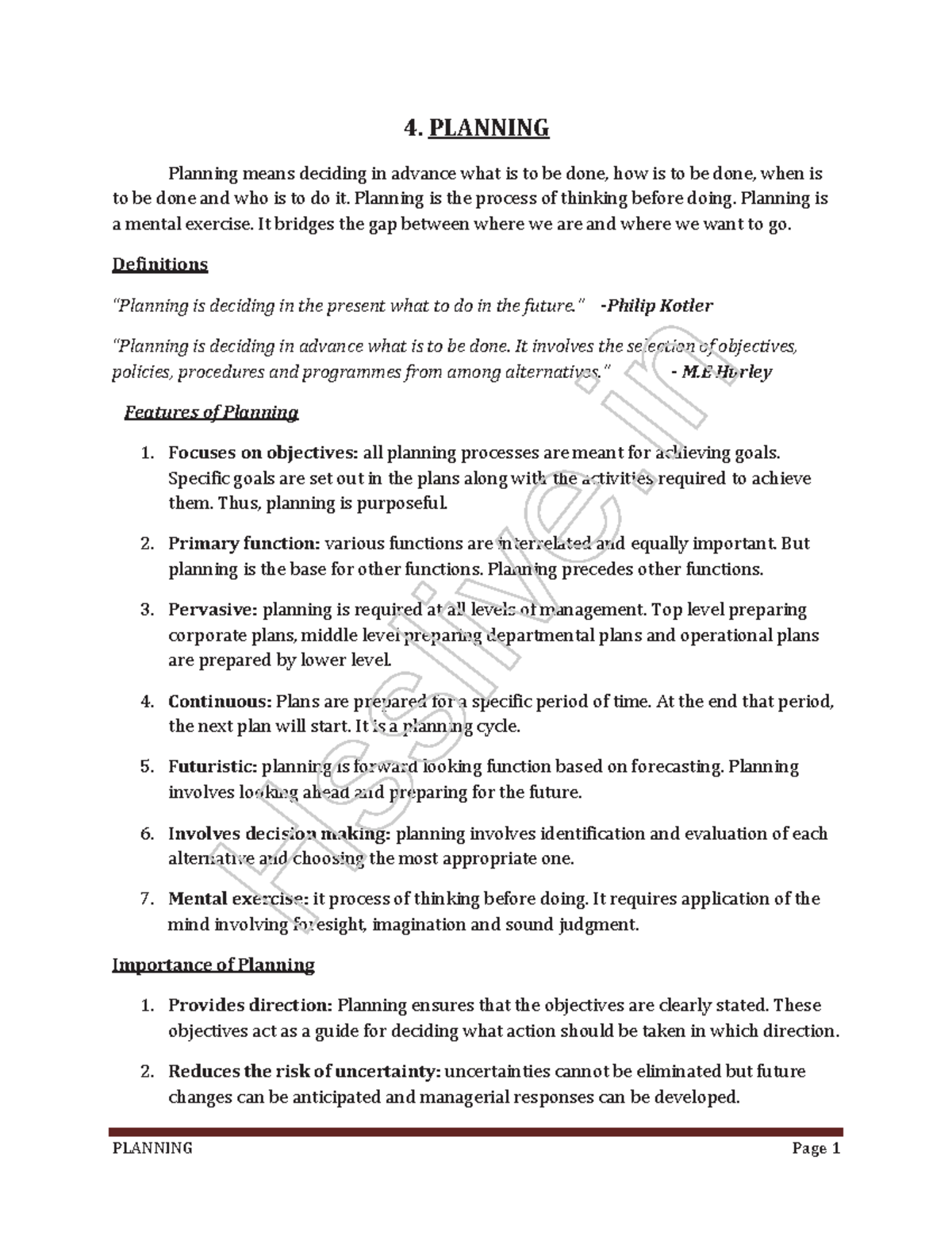 Hsslive-xii-bs-4 Planning Notes - 4. PLANNING Planning means deciding ...