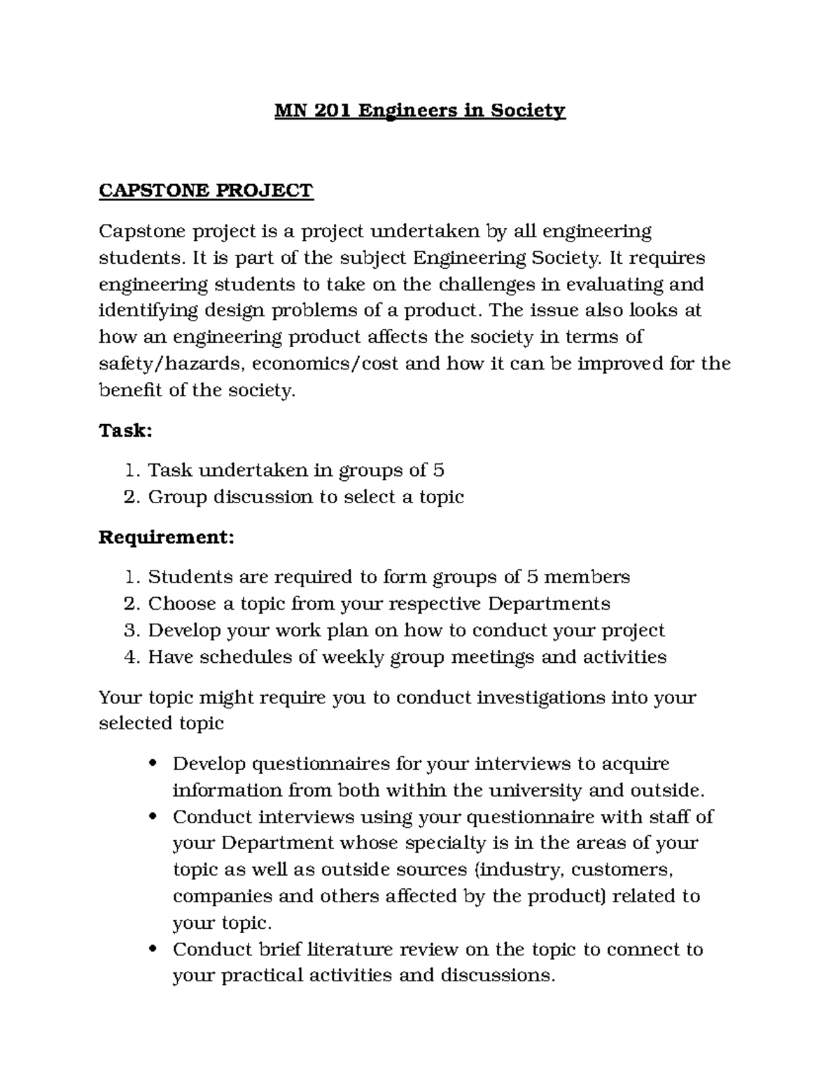 Exam 17 May 2017, questions - MN 201 Engineers in Society CAPSTONE ...