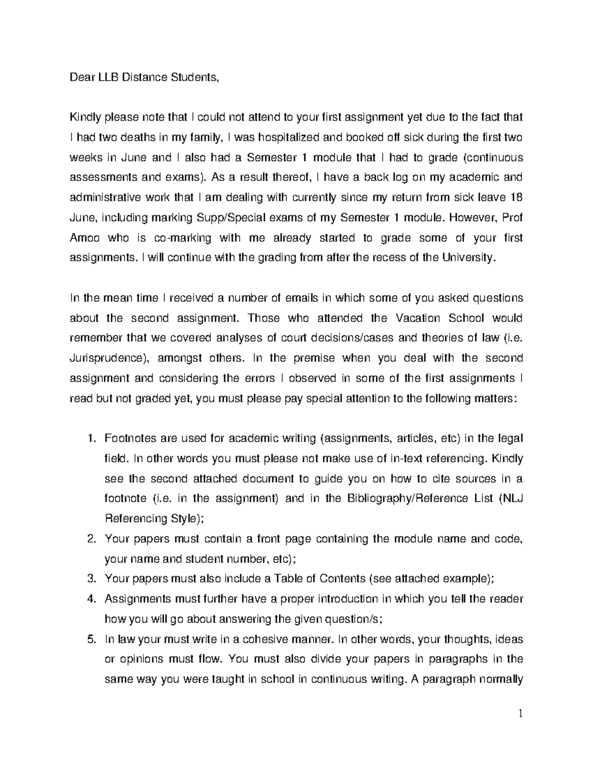 LLB Distance Students - Guidance - Dear LLB Distance Students, Kindly ...