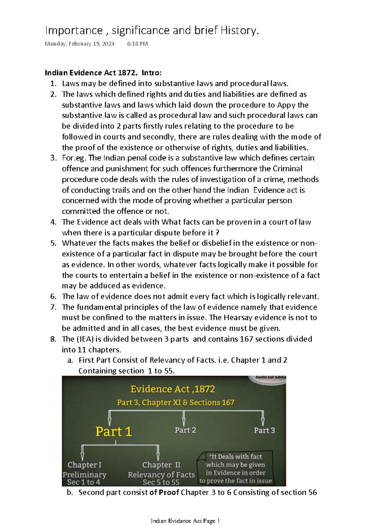 Importance , significance and brief History. of Indian Evidence ACt ...