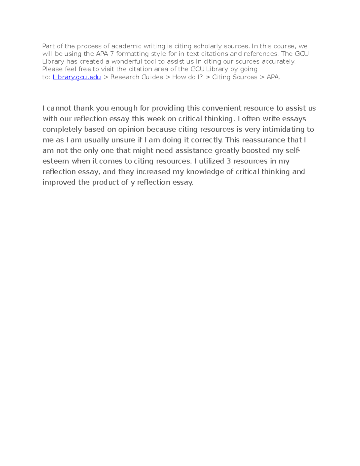 GCU Library Citation Guide - Part of the process of academic writing is ...