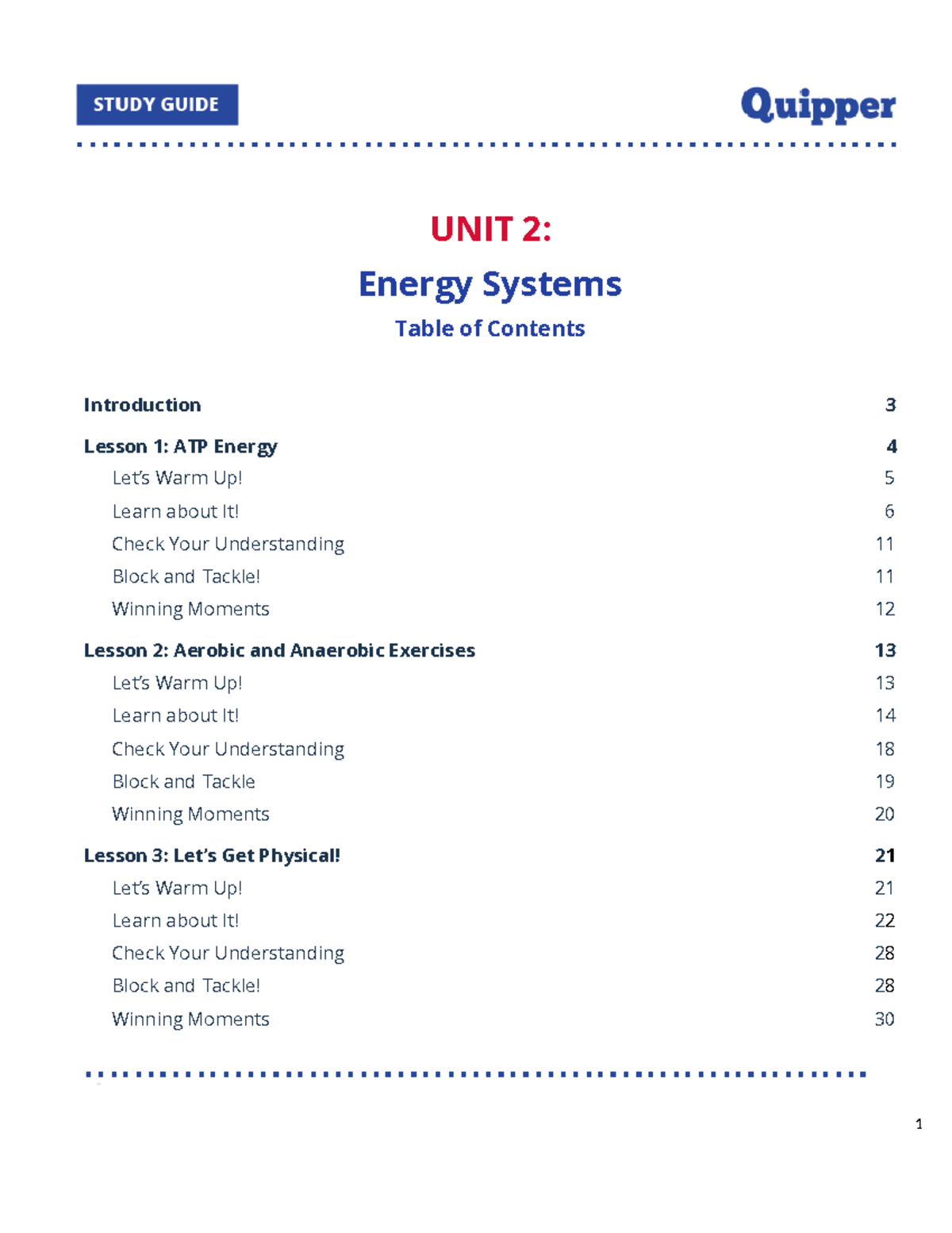 CPV PE 11 Q1 02 - P.E G11 Quipper - UNIT 2: Energy Systems Introduction Table of Contents Lesson ...