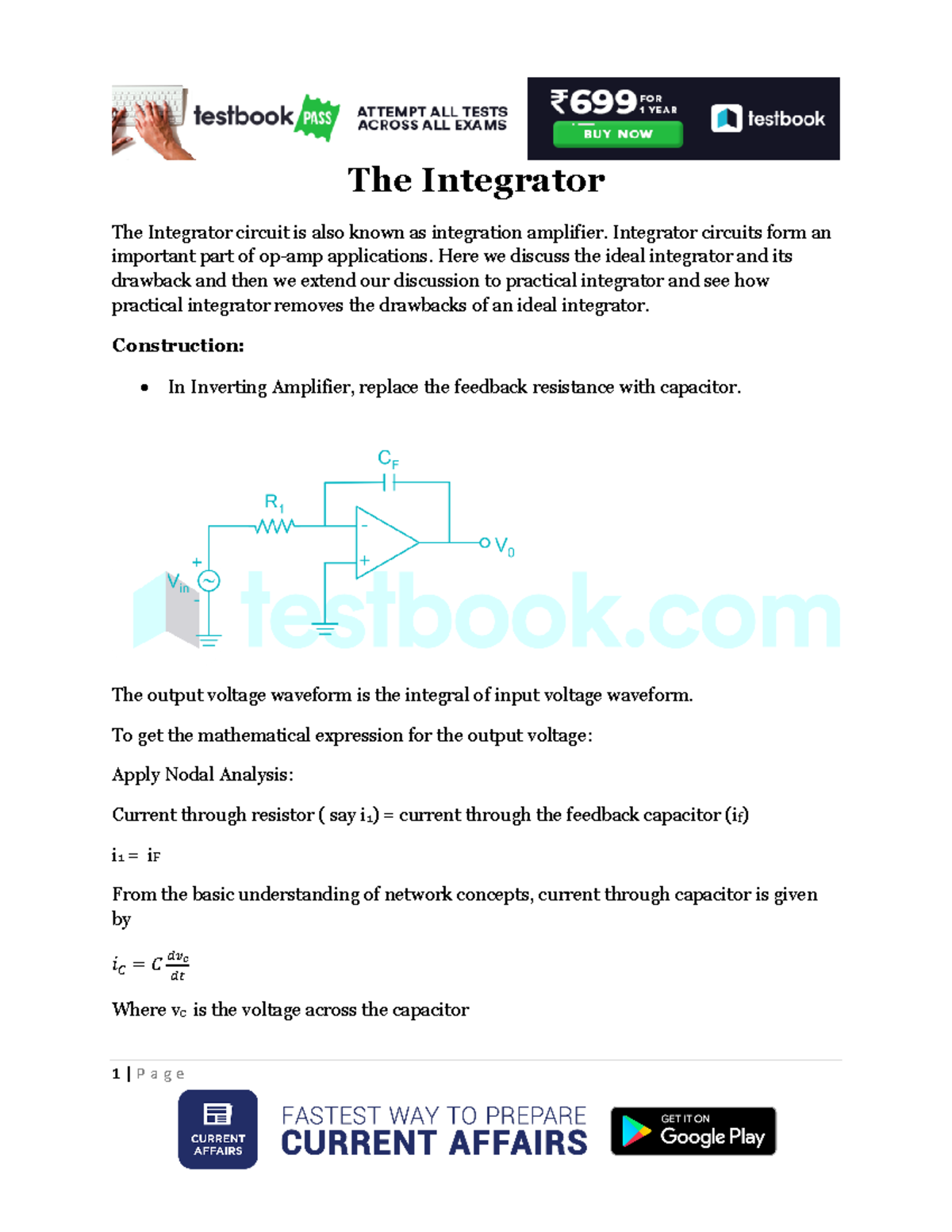 The-integrator-d800dc5a - The Integrator The Integrator circuit is also ...