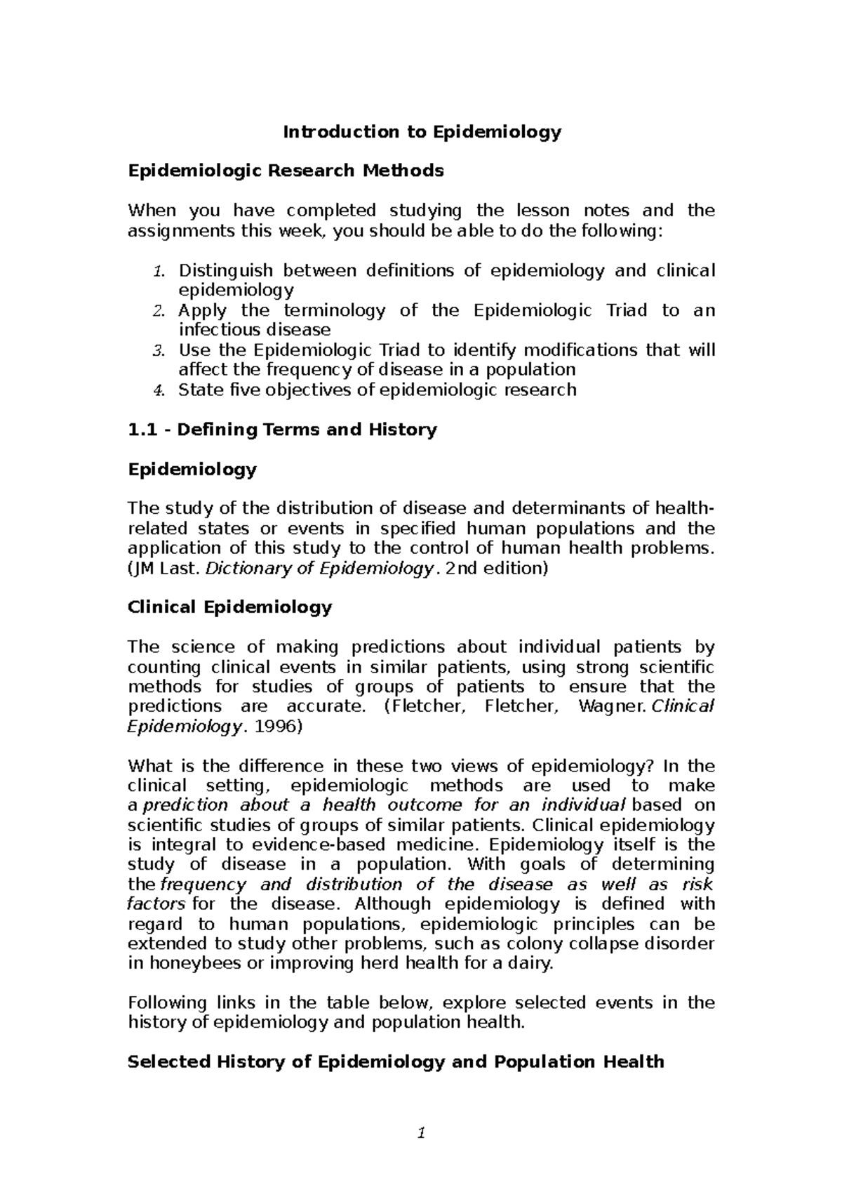 Introduction TO Epidemiology - Introduction to Epidemiology ...