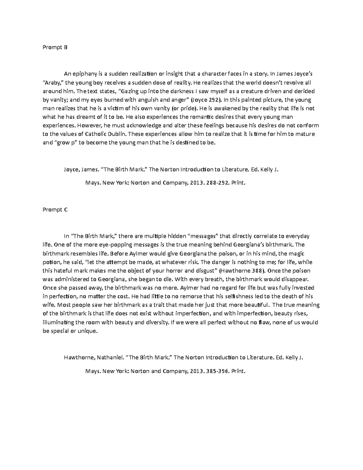 Test 1 - Test 1 - Prompt B An epiphany is a sudden realization or ...