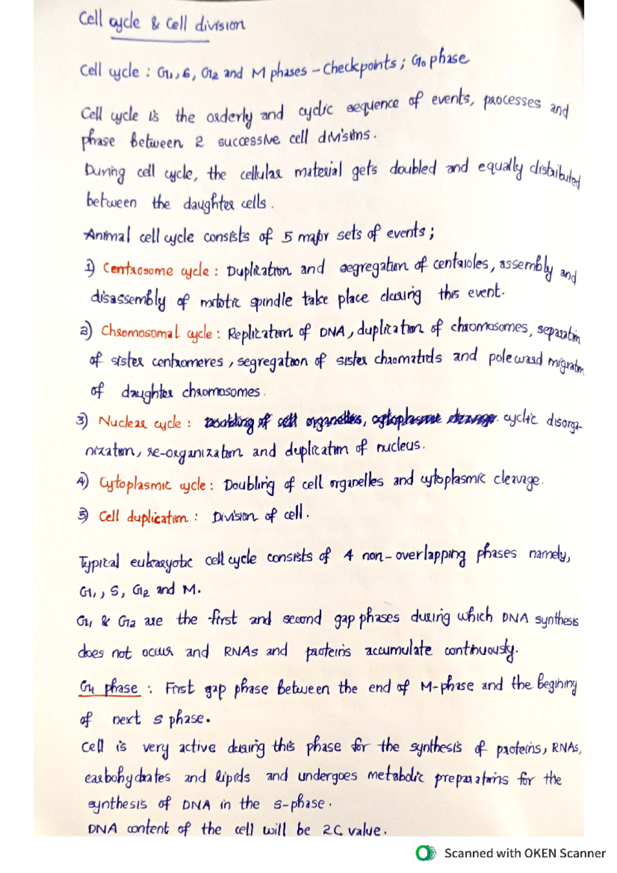 Microbiology fifth sem - Cell cycle cell division Cell cycle : G1, 6 ...