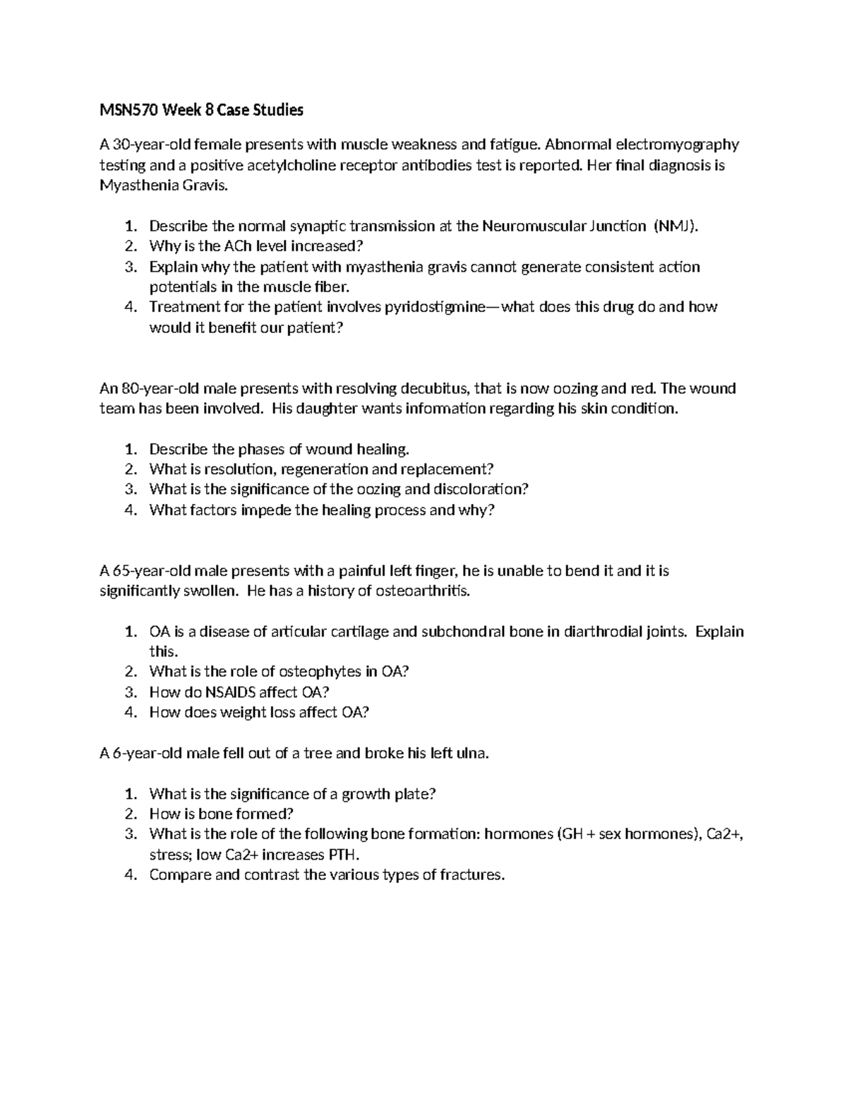 MSN570 Week 8 Case Studies - MSN570 Week 8 Case Studies A 30-year-old ...