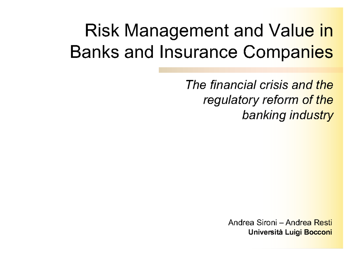 Lezione 16 - Capital Regulation (Basel III and Basel IV) - Andrea ...