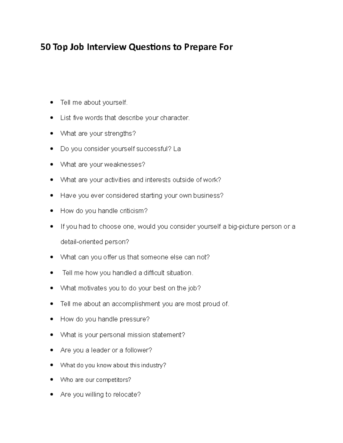 Eop 50 top job interview questions to prepare - 50 Top Job Interview ...