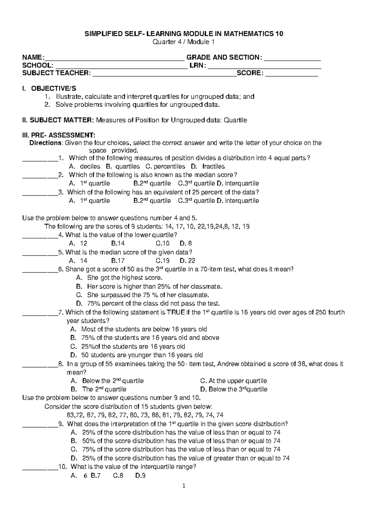 MATH-10 Q4 W1 - This will help enlightened students mind and broaden ...