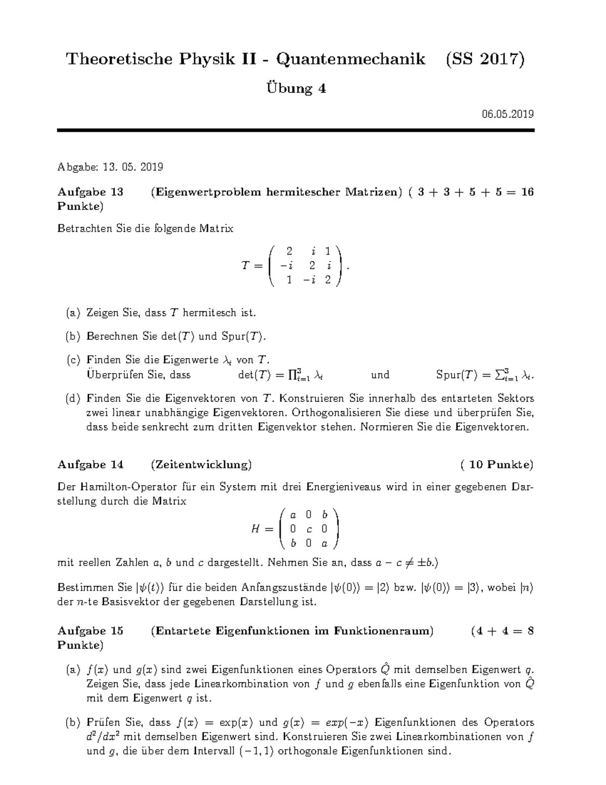 Theo2üb4 - Theo II Übung 4 SoSe19 Pfannkuche - Theoretische Physik II ...