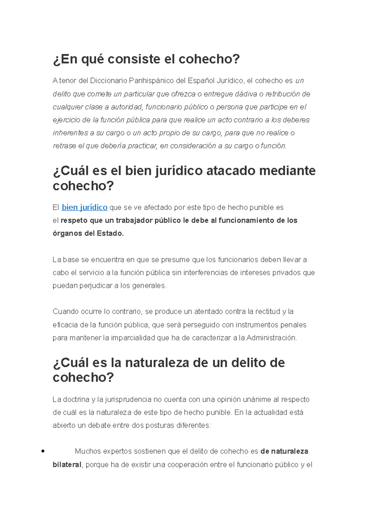 Cohecho - mmmm - ¿En qué consiste el cohecho? A tenor del Diccionario ...