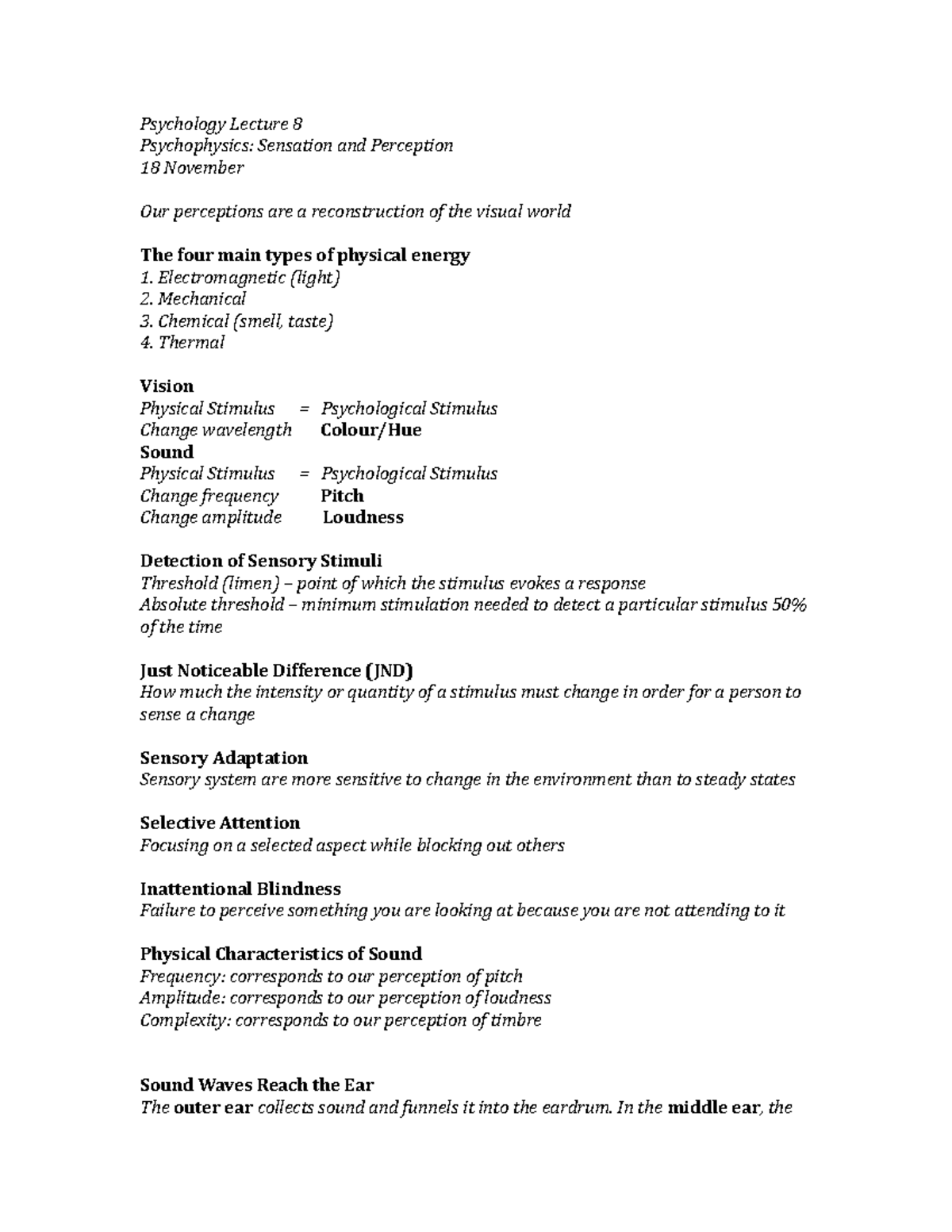 Psychology Lecture 8 - Prof. Neil Fournier - Psychology Lecture 8 ...