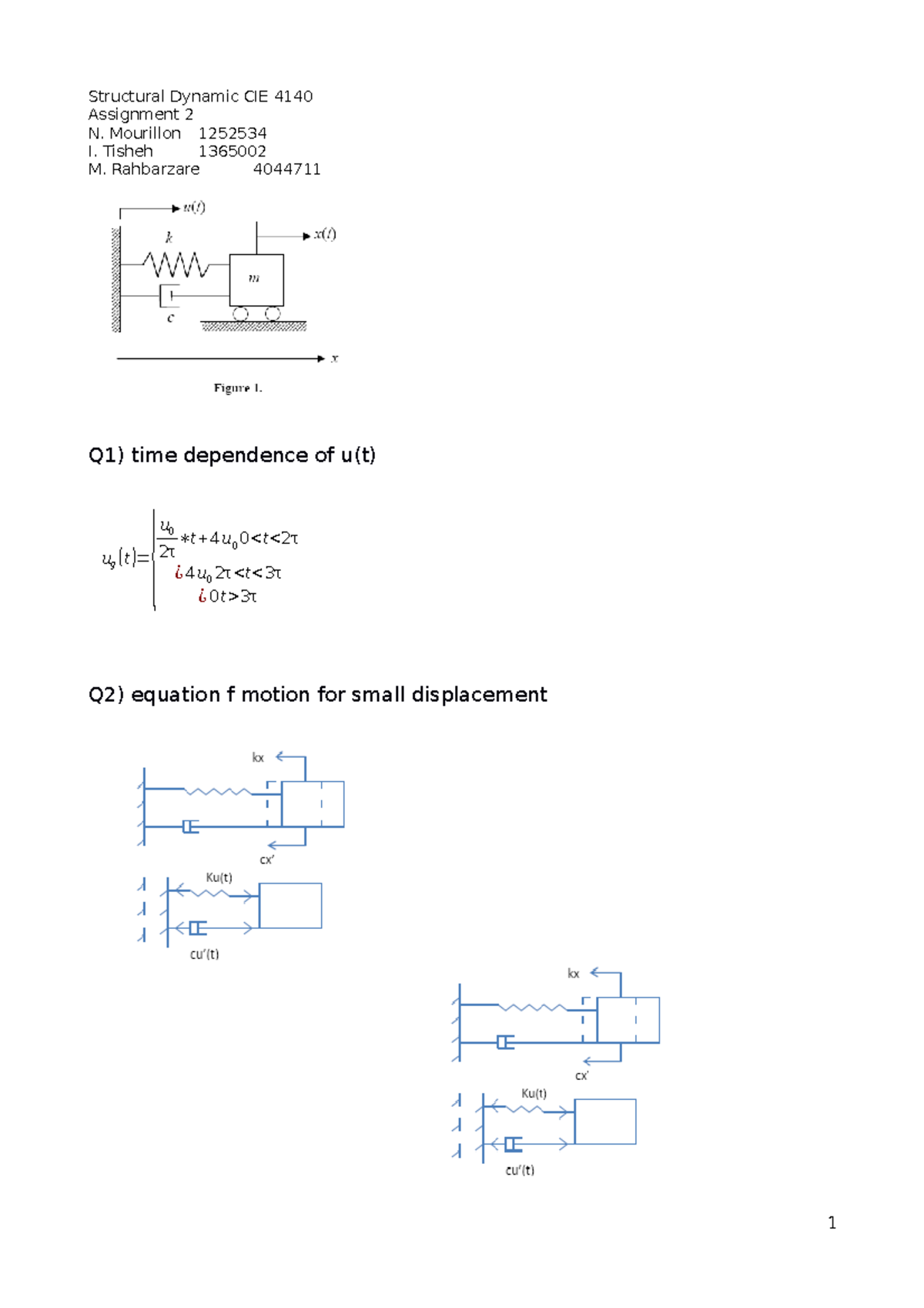 Practicum - Assignment 2 | Structural Dynamics - Structural Dynamic CIE 4140 Assignment 2 N ...